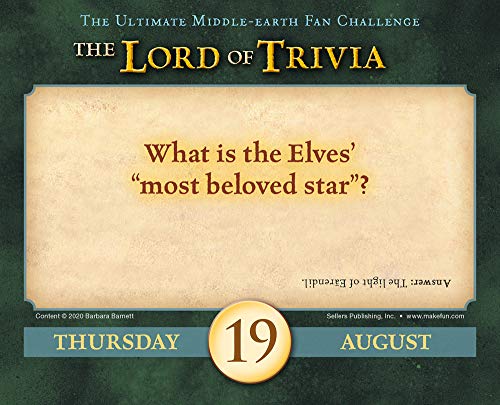 2021 The Lord of Trivia The Ultimate Middle Earth Fan Challenge Boxed Daily Calendar