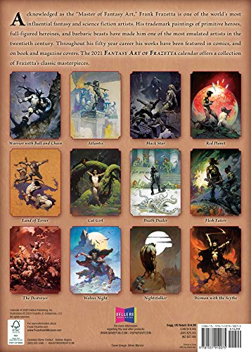 2021 The Fantasy Art of Frazetta 16-Month Wall Calendar