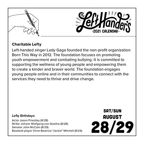 The Left-Hander's 2021 Day-to-Day Calendar