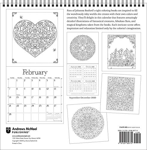 Johanna Basford 2021 Coloring Wall Calendar: Inky Wonderlands