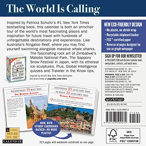 1,000 Places to See Before You Die Page-A-Day Calendar 2021