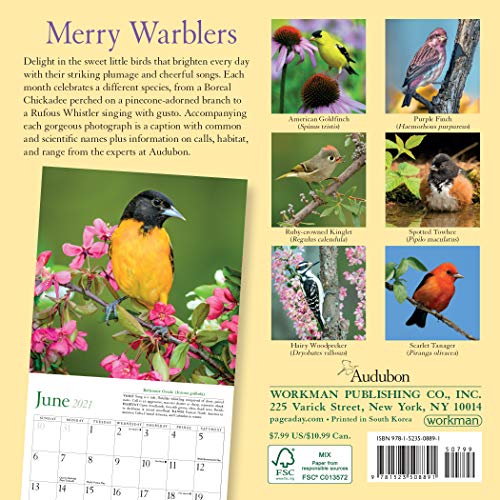 Audubon Songbirds Mini Wall Calendar 2021