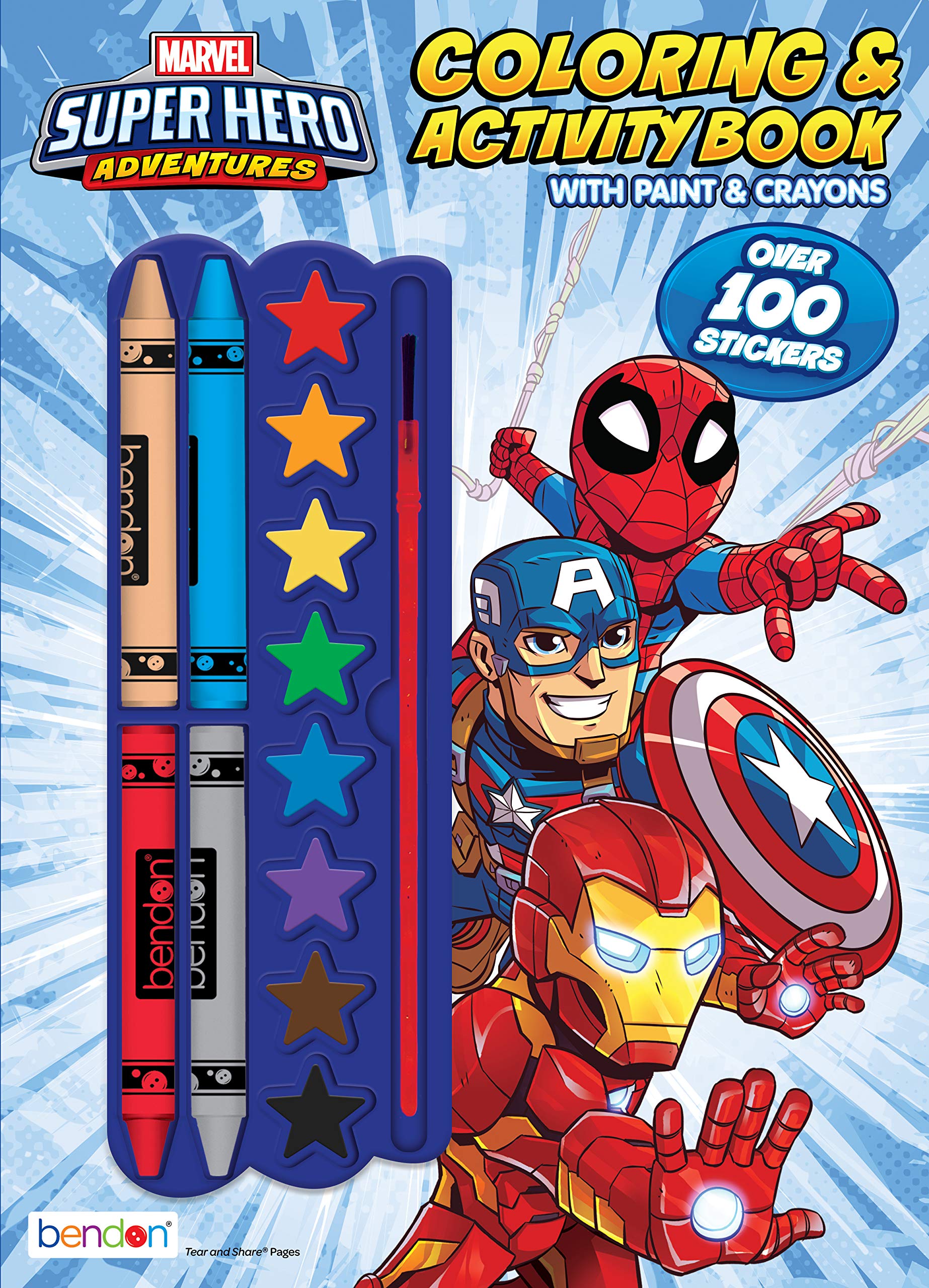Marvel Super Hero Adventures 128-Page Coloring Book with Paints and Crayons, 47528 Bendon