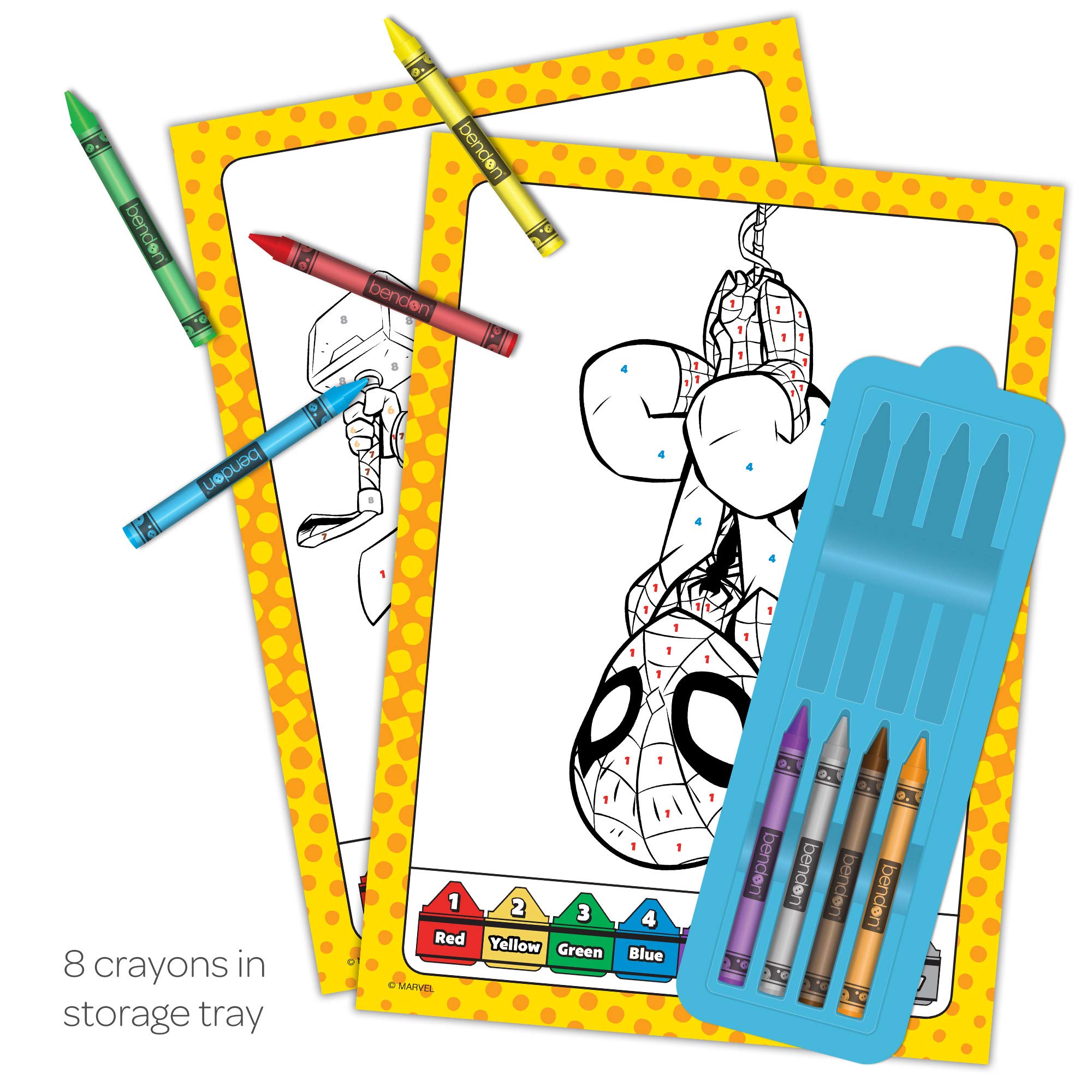 Marvel Super Hero Adventures 32-Page Color by Number Coloring and Activity Book with 8 Crayons, 47530 Bendon