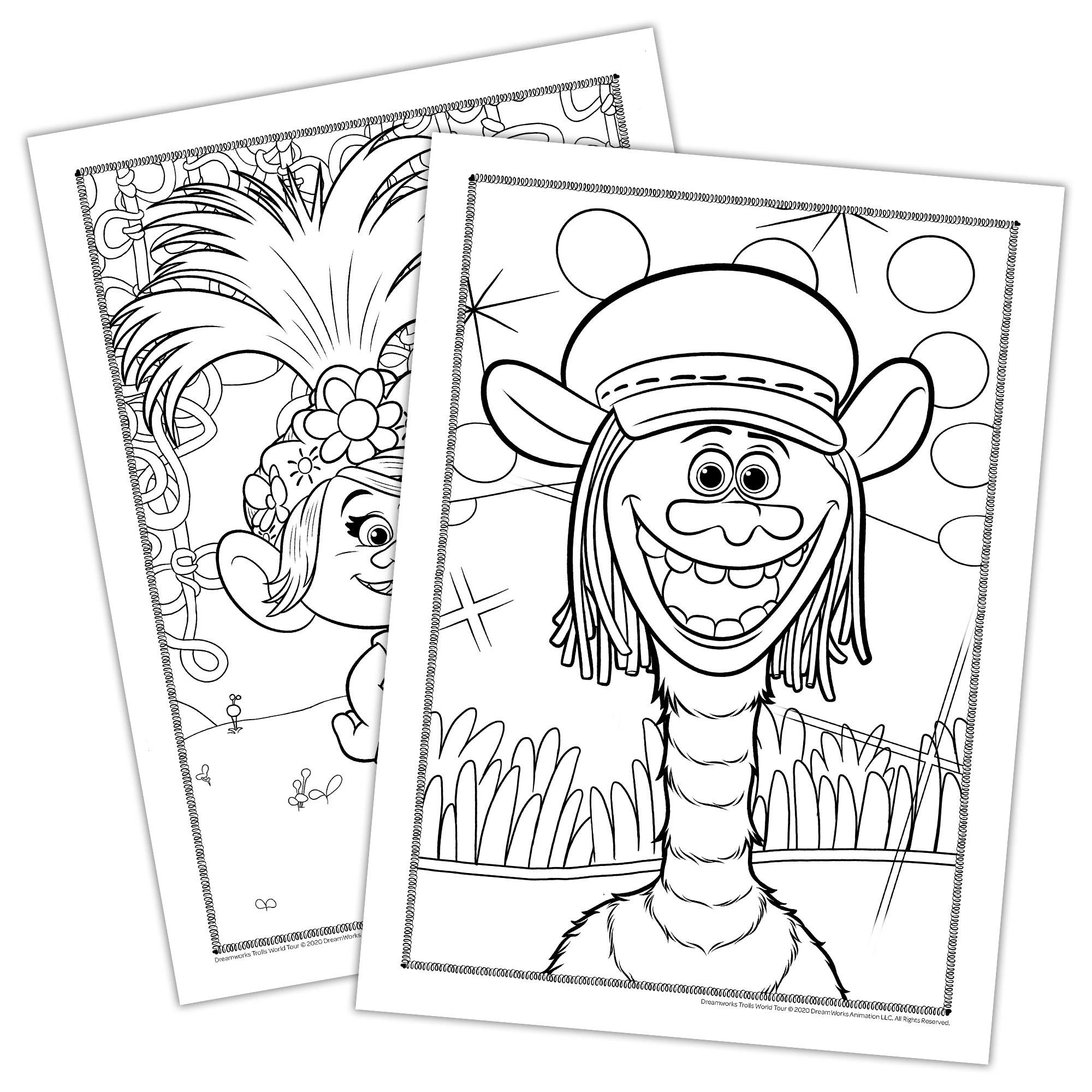 Trolls DreamWorks World Tour 48-Page Coloring and Activity Book with 4 Crayons, 47360 Bendon