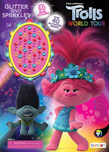 Trolls DreamWorks World Tour 48-Page Coloring and Activity Book with Jewel Stickers 47359, Bendon