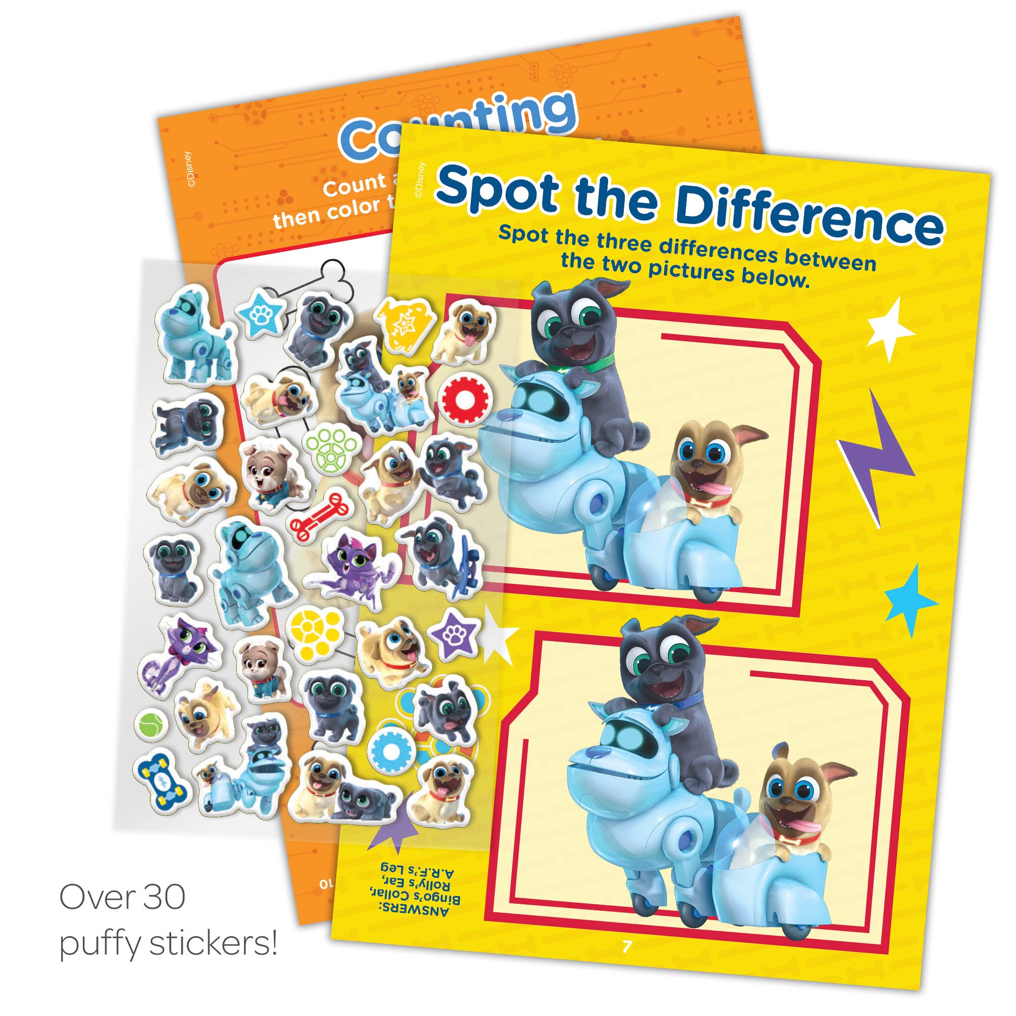 Disney Puppy Dog Pals Bingo and Rolly 32-Page Coloring and Activity Book with Puffy Stickers 47532, Bendon