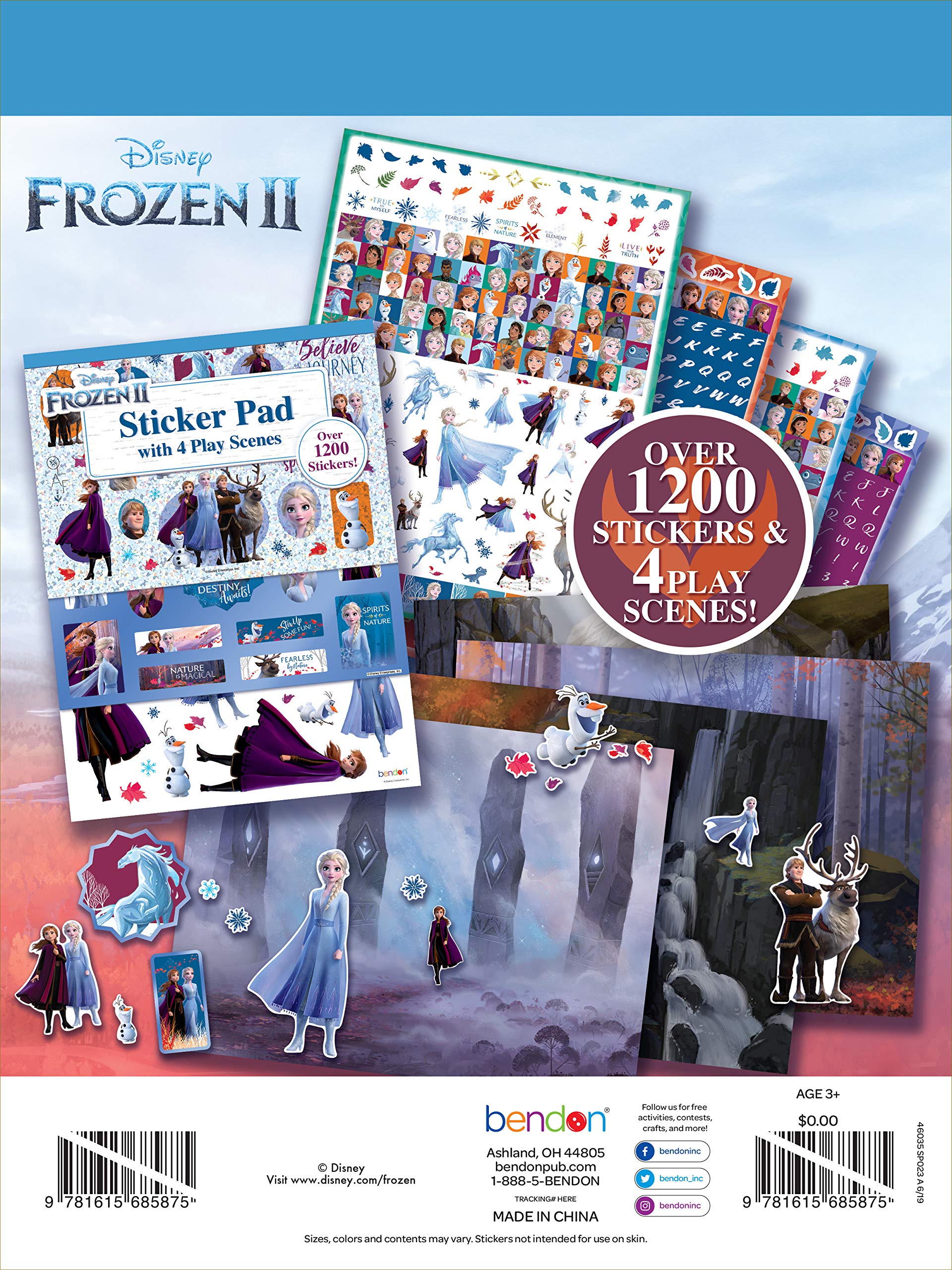 Disney Frozen 2 Sticker Pad with Play Scenes Including 1200 Stickers 46035 Bendon