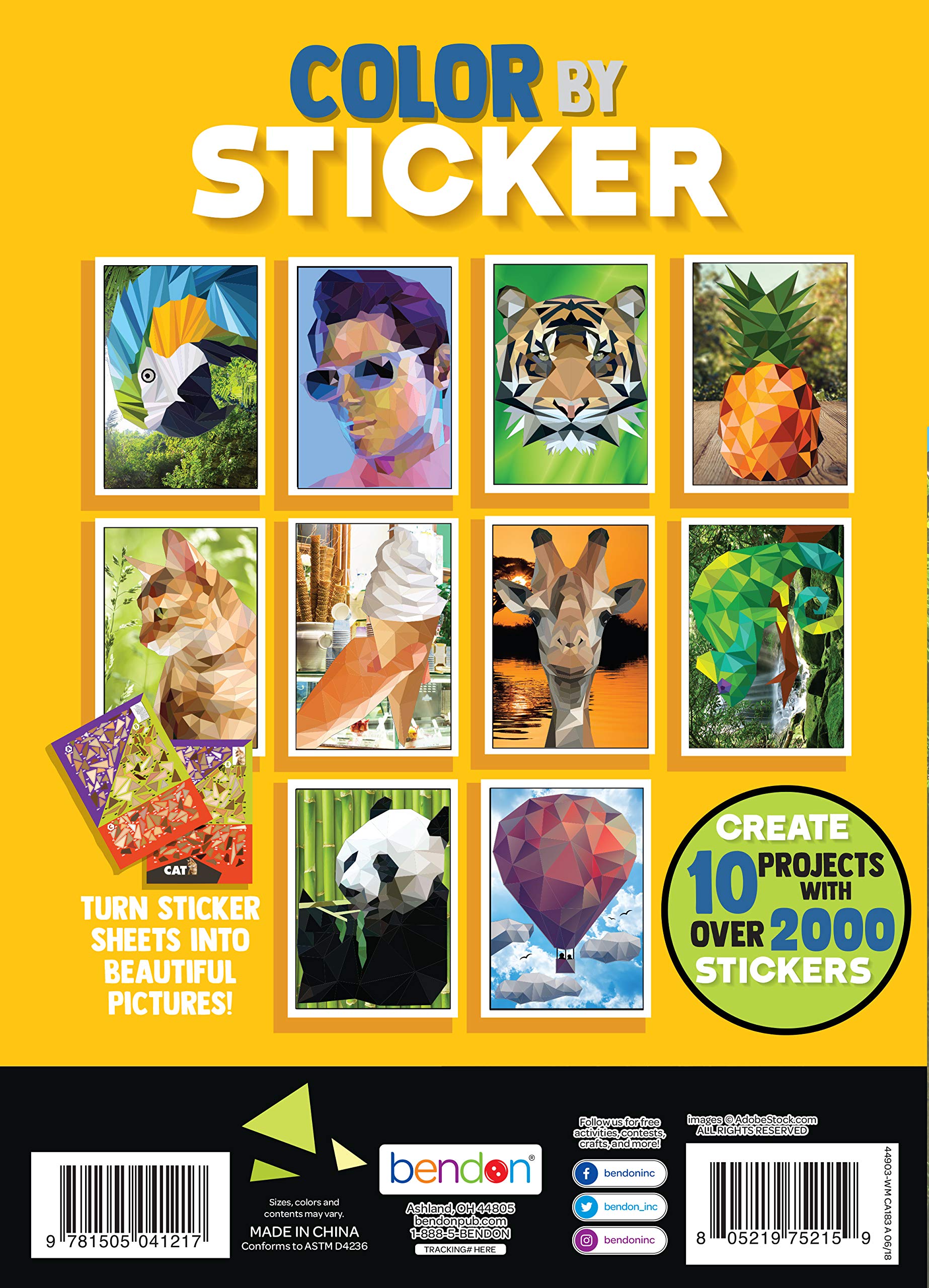 Bendon 44093 Animals Advanced Color by Sticker Book, Multicolor