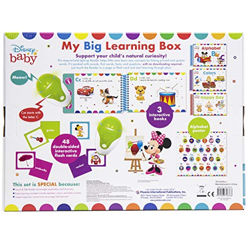 Disney Baby - My Big Learning Box Set - Educational Touch & Talk Reader with 3 Interactive Books, 48 Flashcards, and Poster - PI Kids