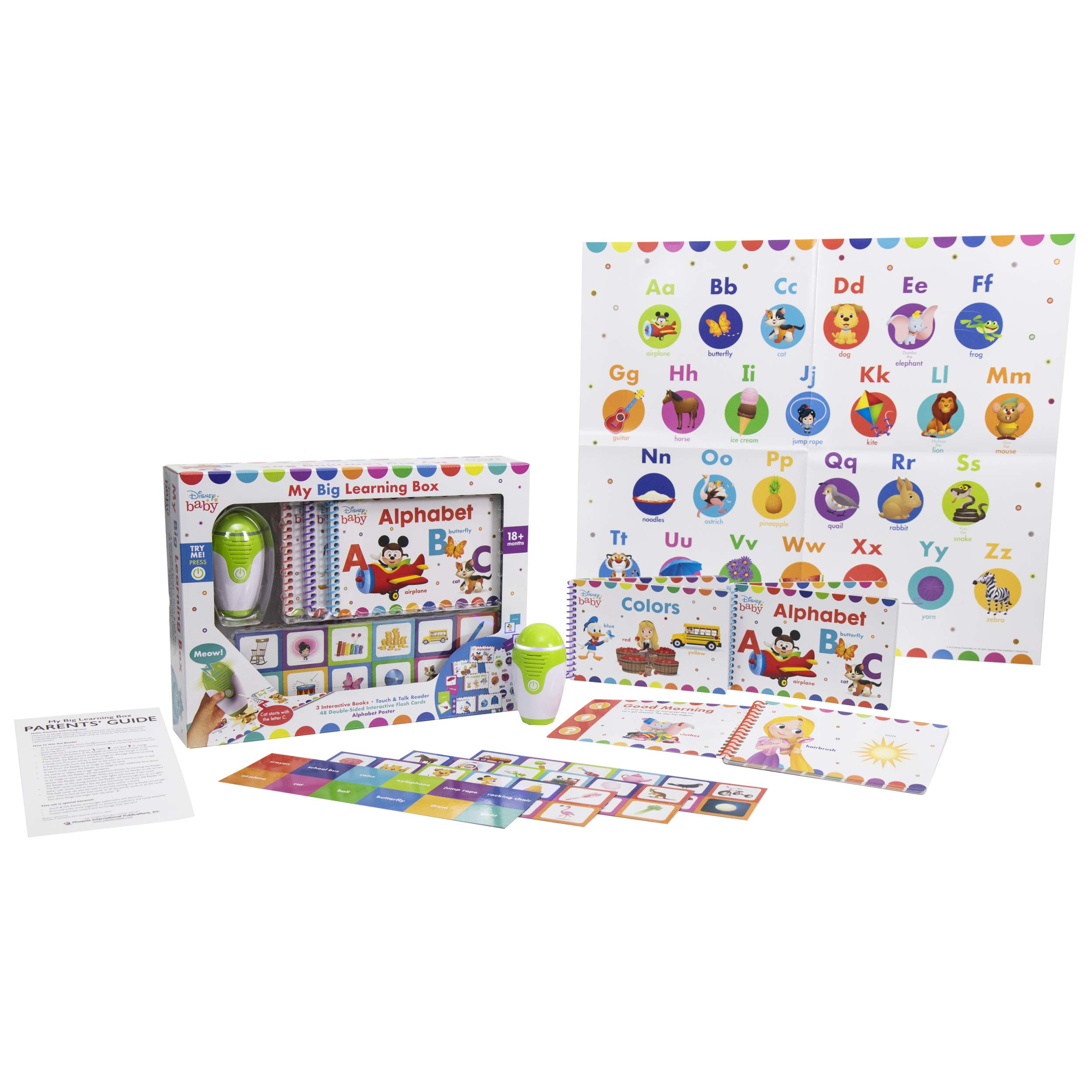 Disney Baby - My Big Learning Box Set - Educational Touch & Talk Reader with 3 Interactive Books, 48 Flashcards, and Poster - PI Kids