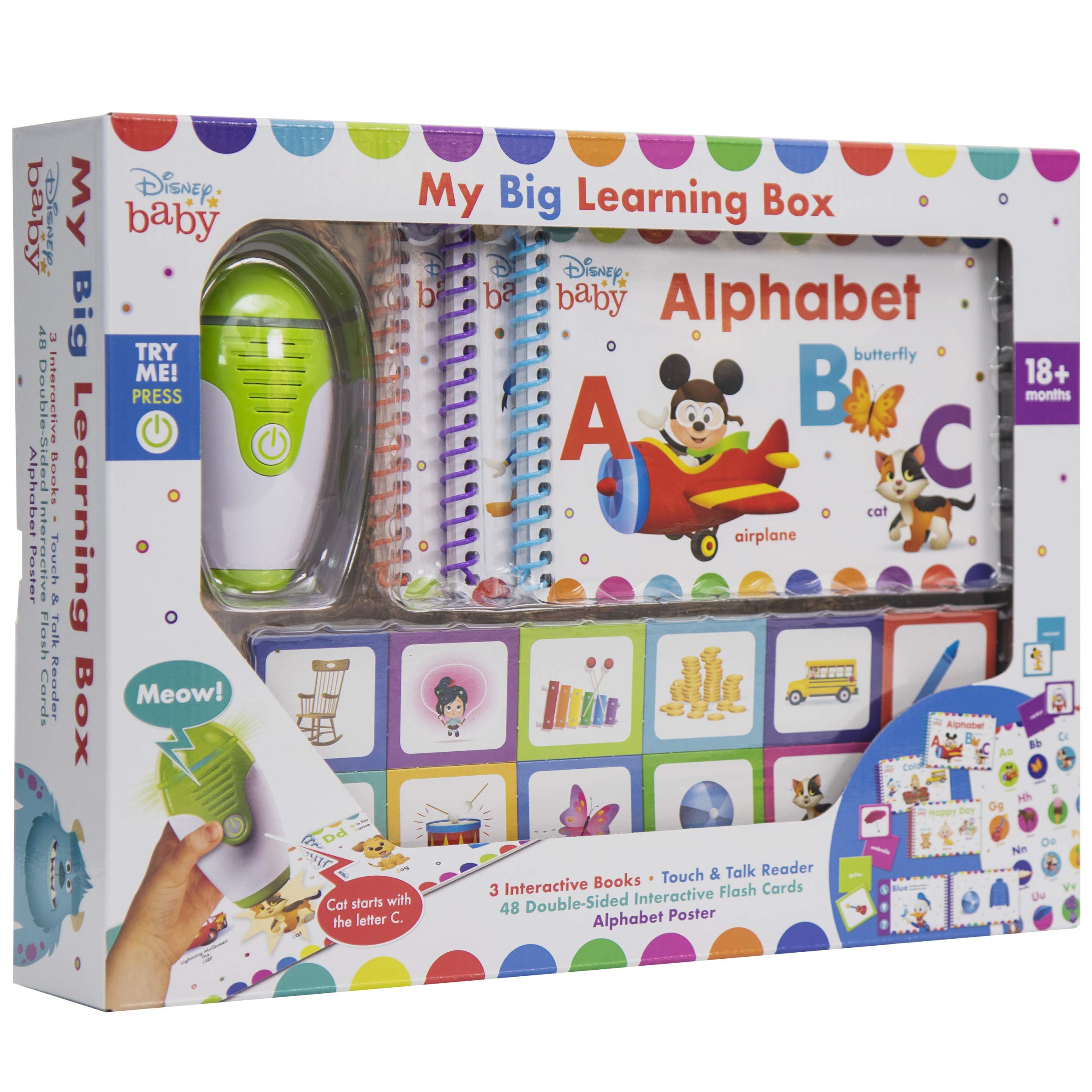 Disney Baby - My Big Learning Box Set - Educational Touch & Talk Reader with 3 Interactive Books, 48 Flashcards, and Poster - PI Kids