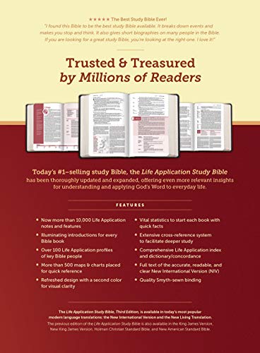 NIV Life Application Study Bible, Third Edition (Hardcover) Tyndale NIV Bible with Updated Notes and Features, Full Text New International Version