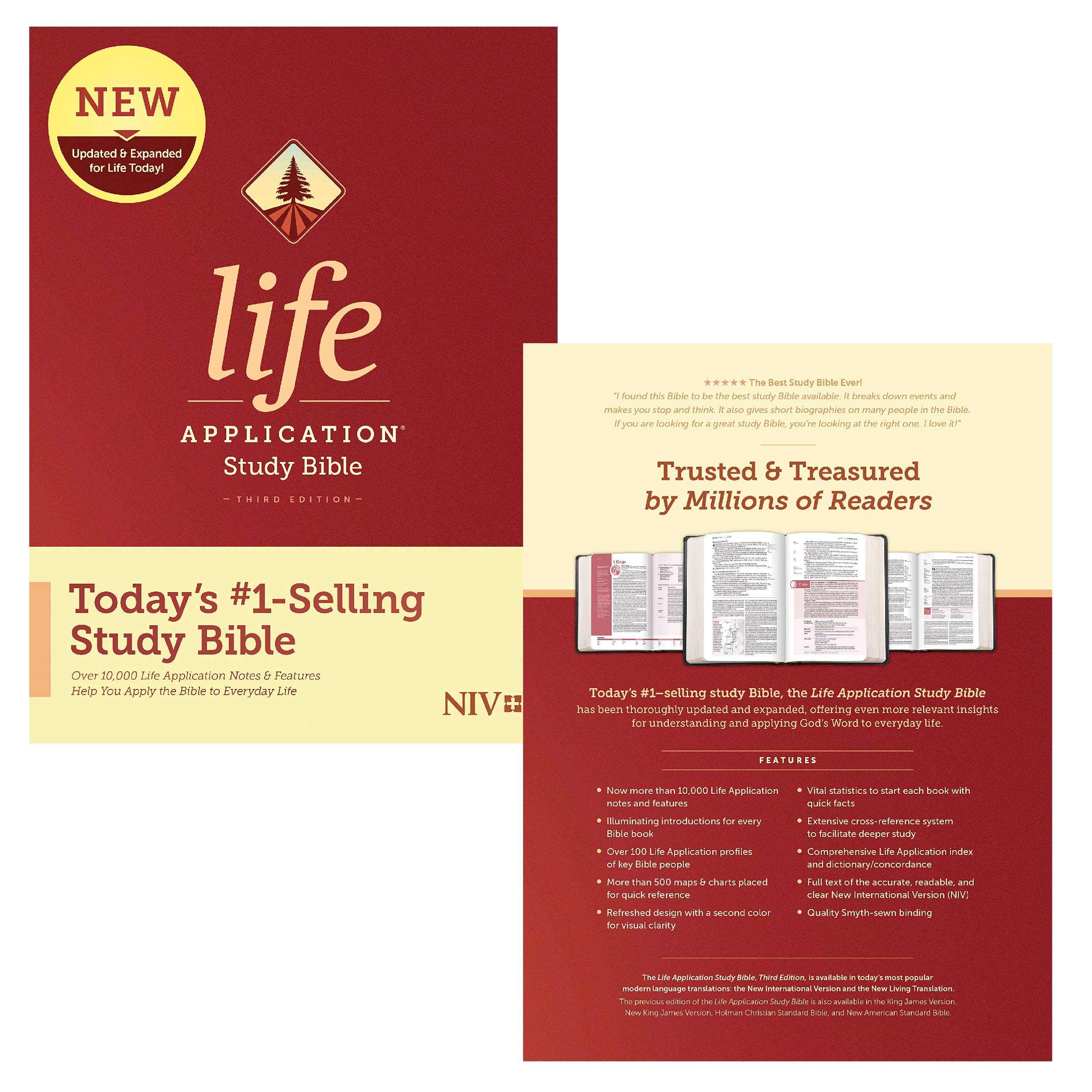 NIV Life Application Study Bible, Third Edition (Hardcover) Tyndale NIV Bible with Updated Notes and Features, Full Text New International Version