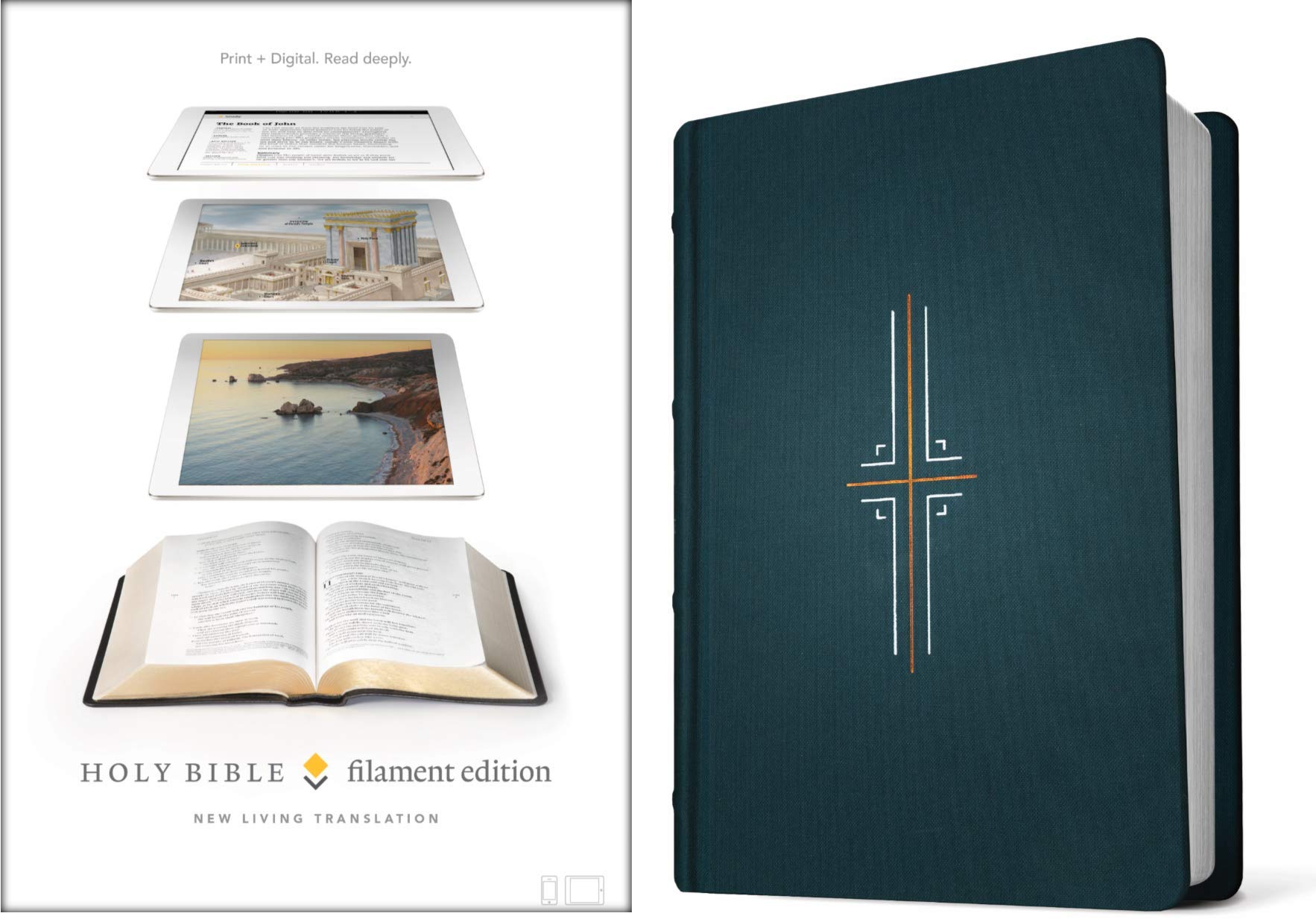 Tyndale NLT Filament Bible (Hardcover Cloth, Midnight Blue): Premium Bible with Access to Filament Bible App, Mobile Access to Study Notes, Devotionals, Video and More