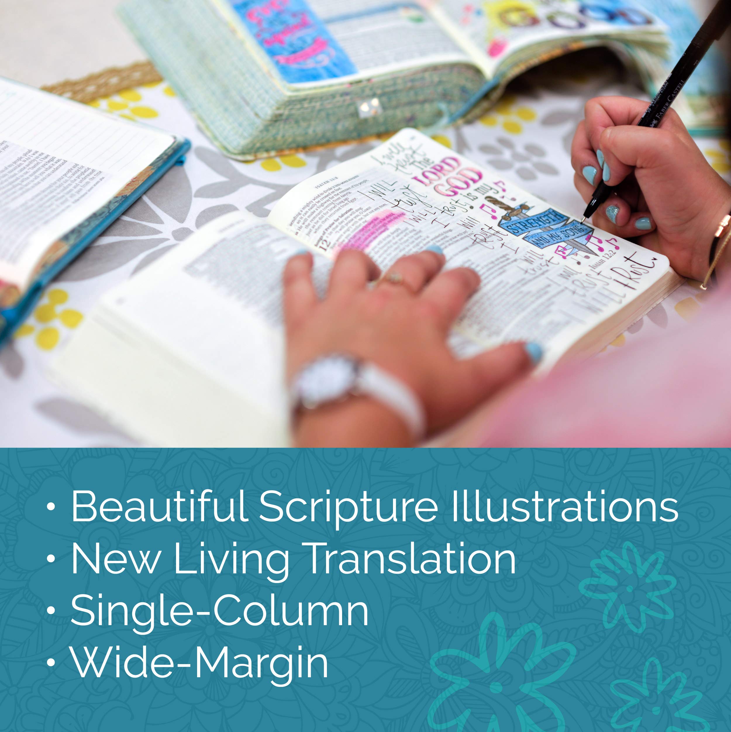 Tyndale NLT Inspire Bible (Large Print, Hardcover, Tranquil Blue): Journaling and Coloring Bible – Over 400 Scripture Illustrations to Color, Creative Bible Journal That Inspires a Connection with God