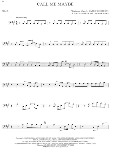 101 Hit Songs: for Cello