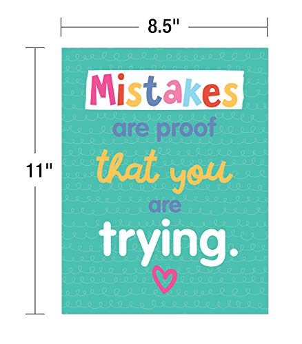Carson Dellosa 12-Piece Growth Mindset 8.5"x 11” Positive Quote Wall Poster Set, Motivational Posters for Classroom Bulletin Board, Inspirational Wall Decor, Classroom Decoration
