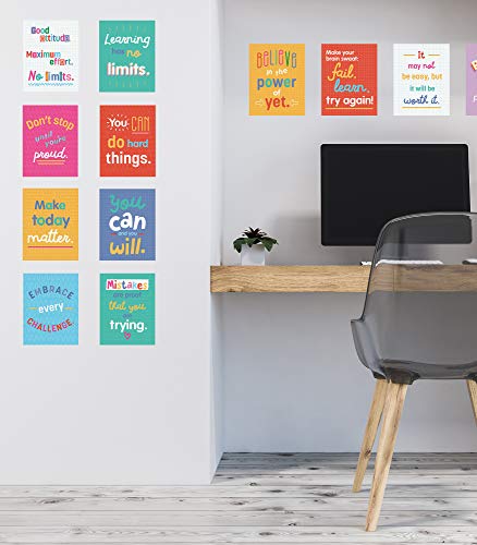 Carson Dellosa 12-Piece Growth Mindset 8.5"x 11” Positive Quote Wall Poster Set, Motivational Posters for Classroom Bulletin Board, Inspirational Wall Decor, Classroom Decoration