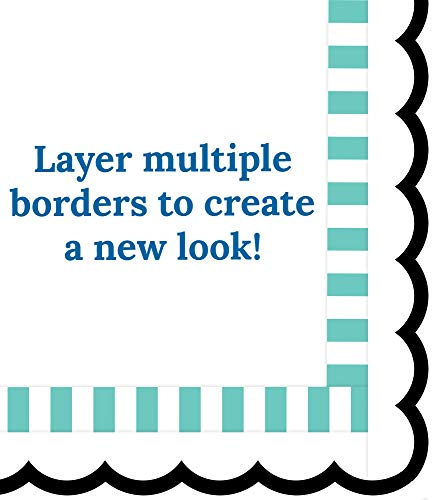 Schoolgirl Style Simply Stylish Black and White Scalloped Border―13 Wavy Line Border Strips for Bulletin Boards, Desks, Lockers, Homeschool or Classroom Decor (39 ft)
