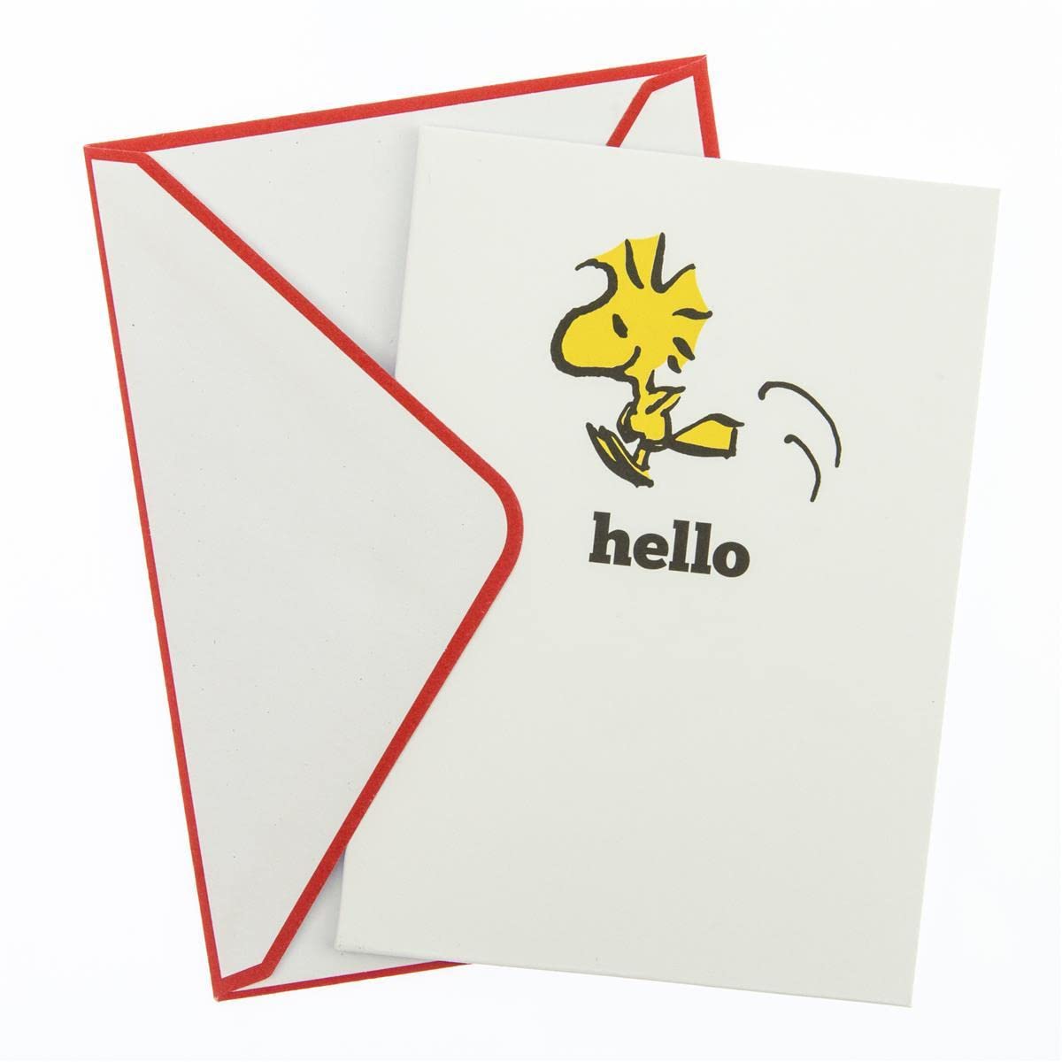 Graphique Happy Woodstock Boxed Notecards, 16 Peanuts "Hello" Message Cards, with Matching Envelopesand Storage Box, 3.25" x 4.75"