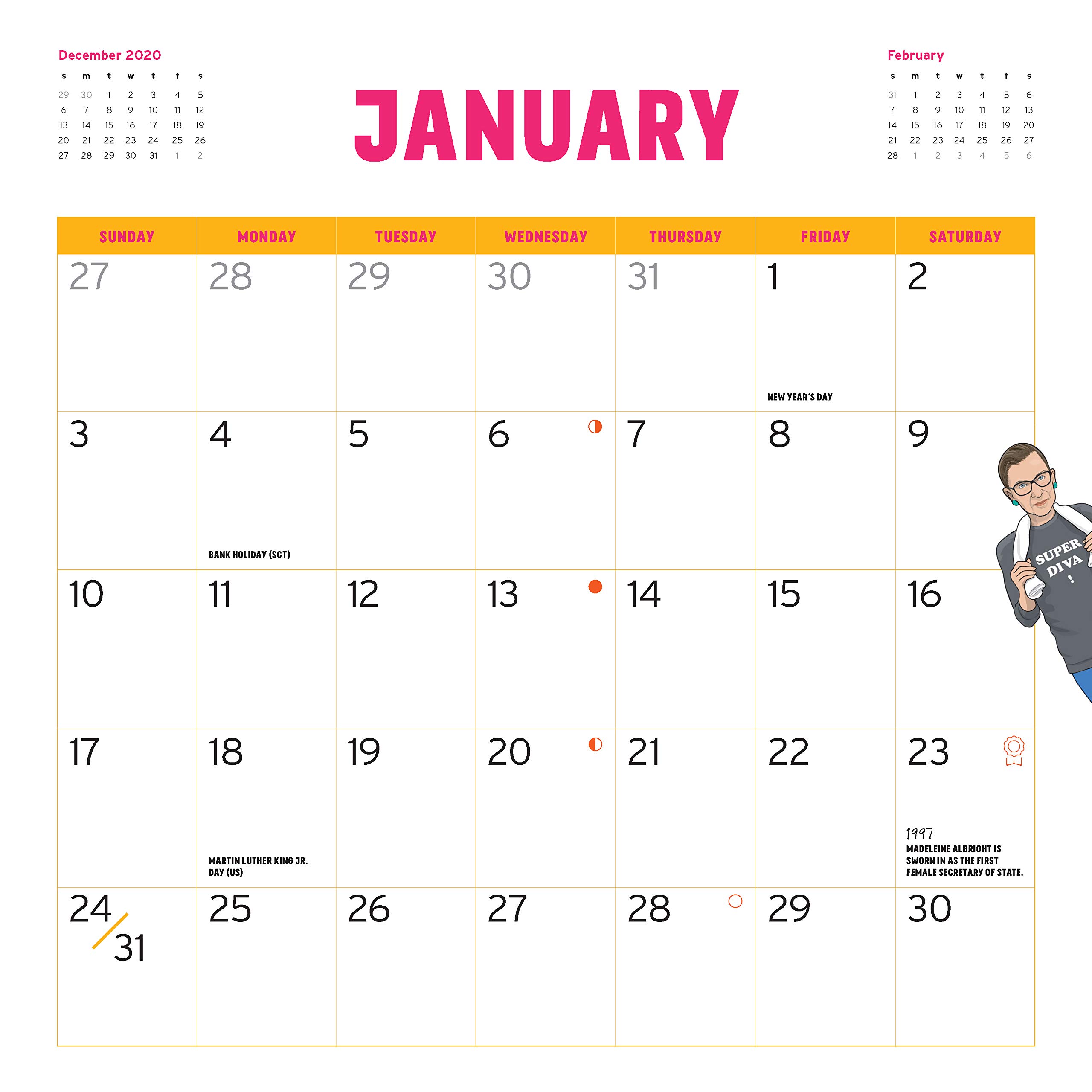 RBG Workout 2021 Wall Calendar: (Ruth Bader Ginsburg Women's Exercise 12-Month Calendar, Monthly Calendar to Work Out with a Supreme Court Justice)
