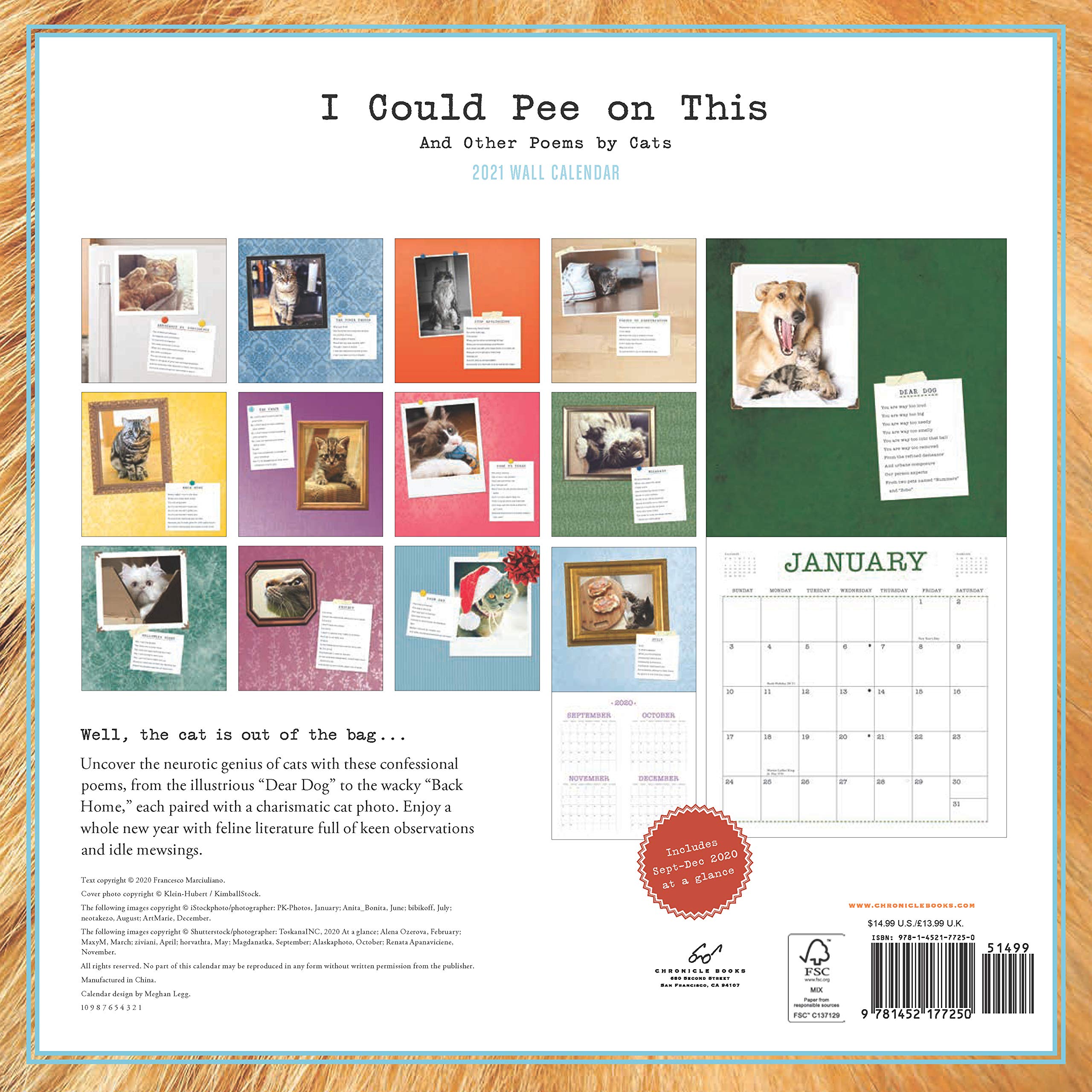 I Could Pee on This 2021 Wall Calendar: (Funny Cat Calendar, Monthly Calendar with Hilarious Kitty Pictures and Poems)