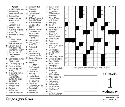 The New York Times Crossword Puzzles 2020 Day-to-Day Calendar