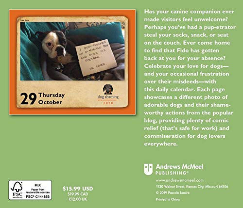 Dog Shaming 2020 Day-to-Day Calendar