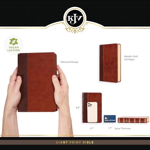 KJV Holy Bible, Giant Print Standard Size Faux Leather Red Letter Edition - Ribbon Marker, King James Version, Brown Two-tone (KJV Standard GP Editions)
