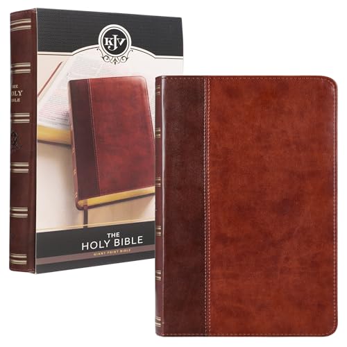 KJV Holy Bible, Giant Print Standard Size Faux Leather Red Letter Edition - Ribbon Marker, King James Version, Brown Two-tone (KJV Standard GP Editions)