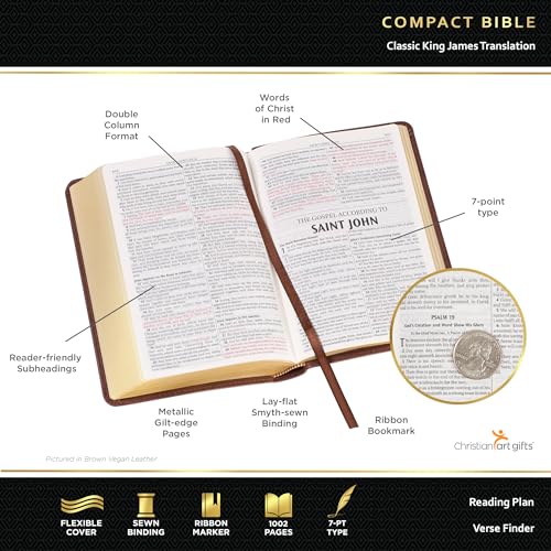 KJV Holy Bible, Compact Faux Leather Red Letter Edition - Ribbon Marker, King James Version, White (KJV Compact Editions)