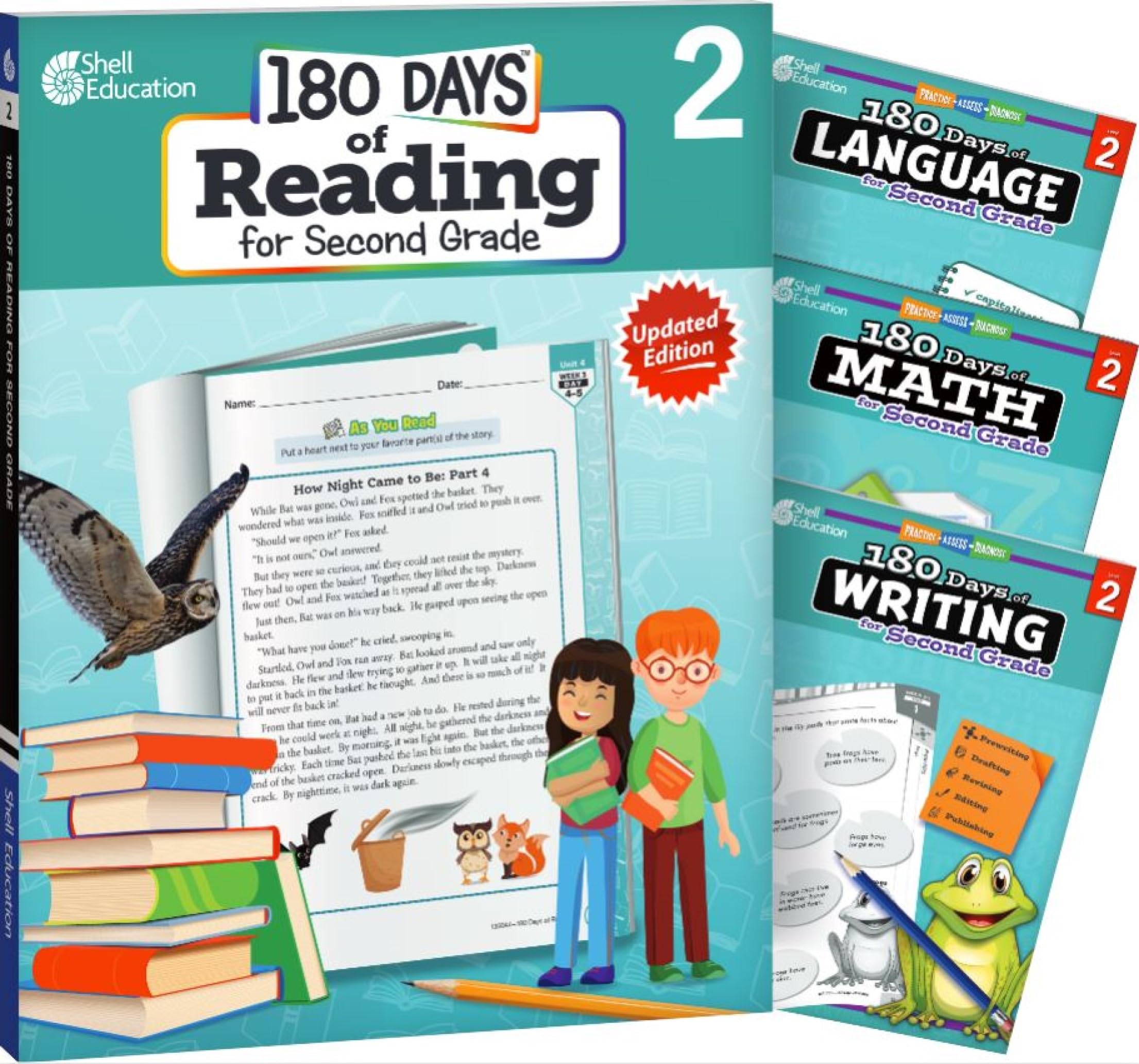 180 Days™: Math, Language, Reading, and Writing for 2nd Grade Practice Workbook for Classroom and Home, Cool and Fun Practice Created by Teachers (180 Days of Practice)