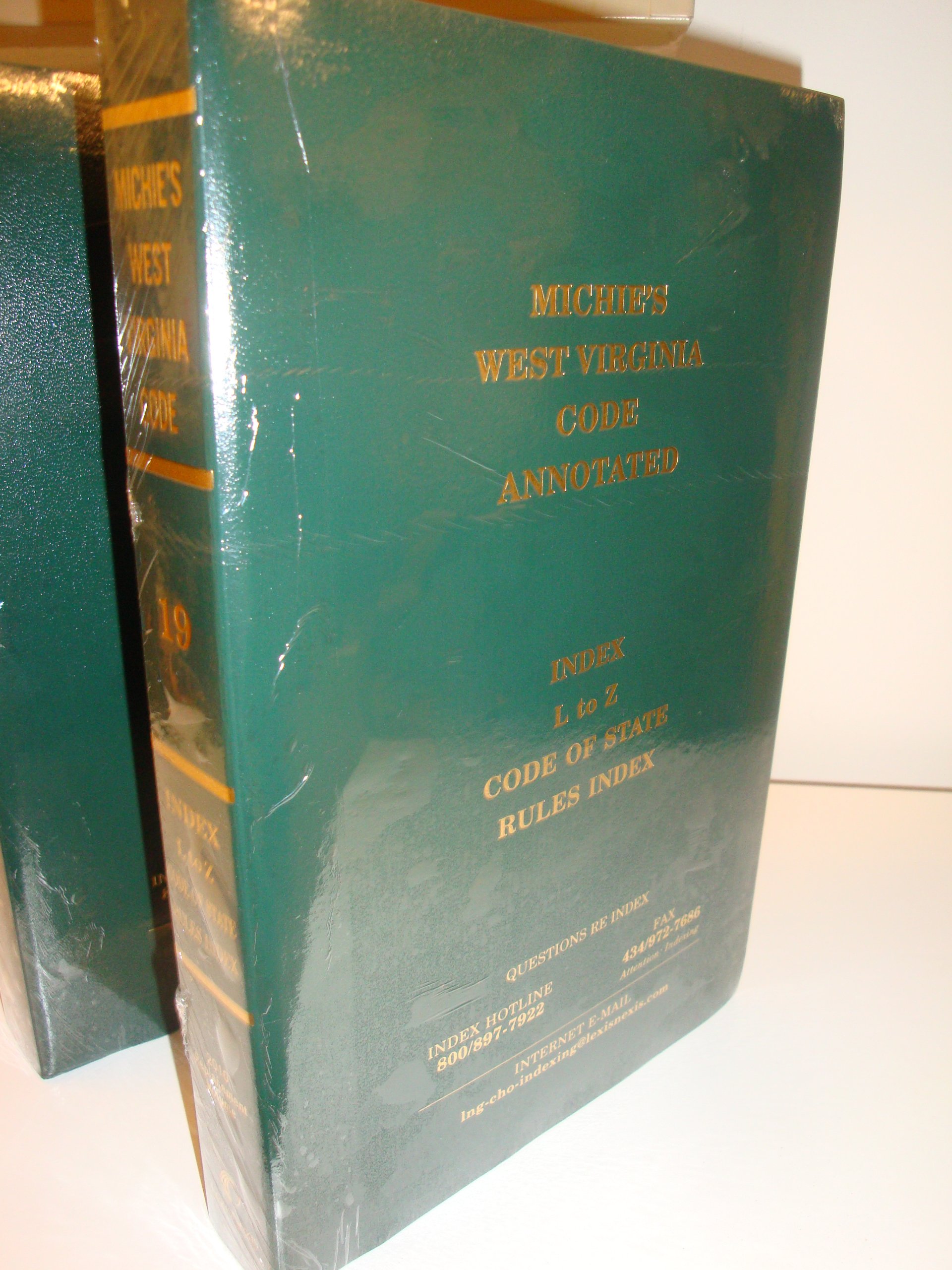 Michie's West Virginia Code Annotated Index, A to K & L to Z-Code of State Rules Index (Two Volumes Set, Index A to K (Volume 18) and Index L to Z-Code of State Rules Index (Volume 19))