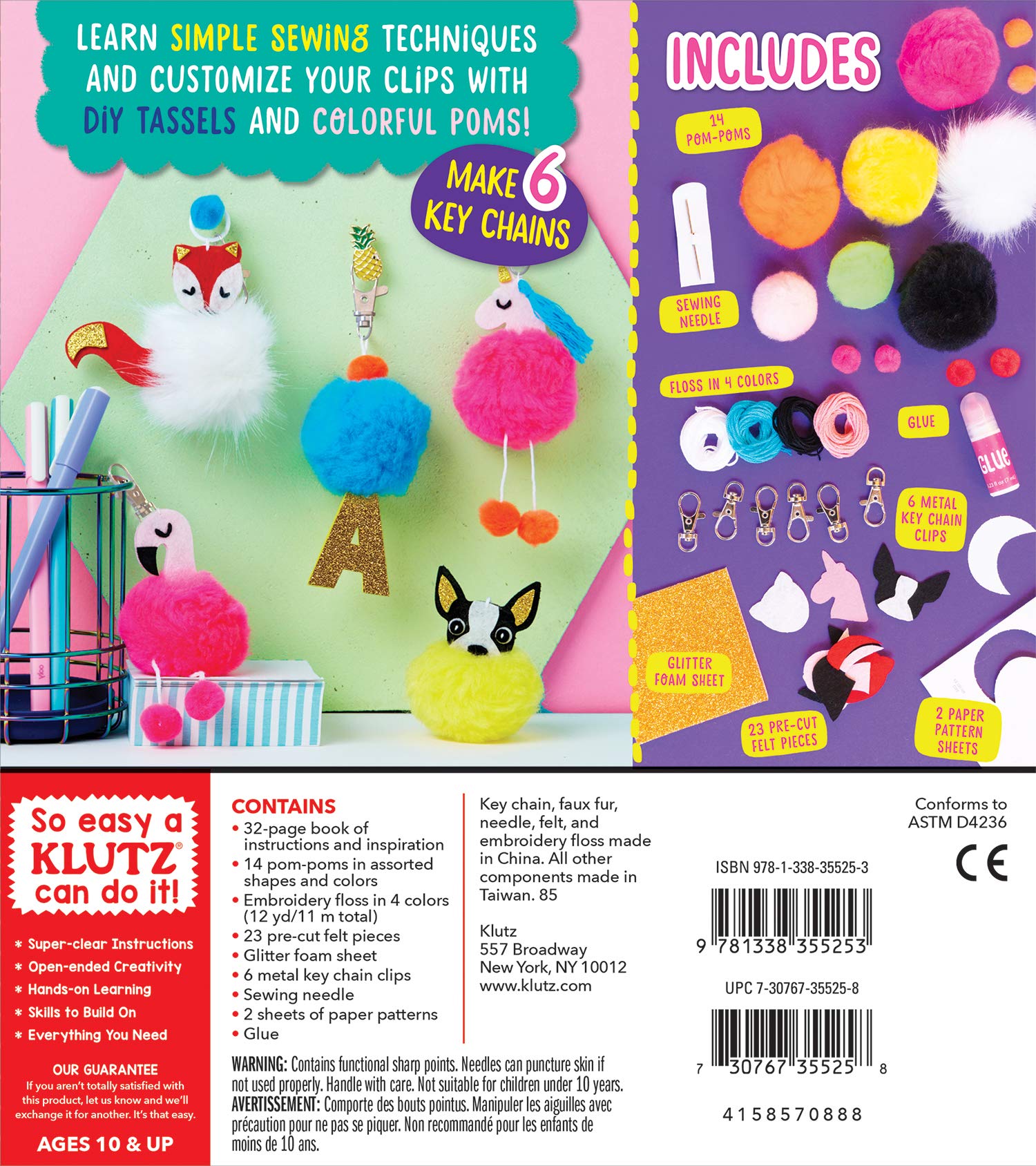 Klutz Pom-Pom Backpack Clips Craft Kit