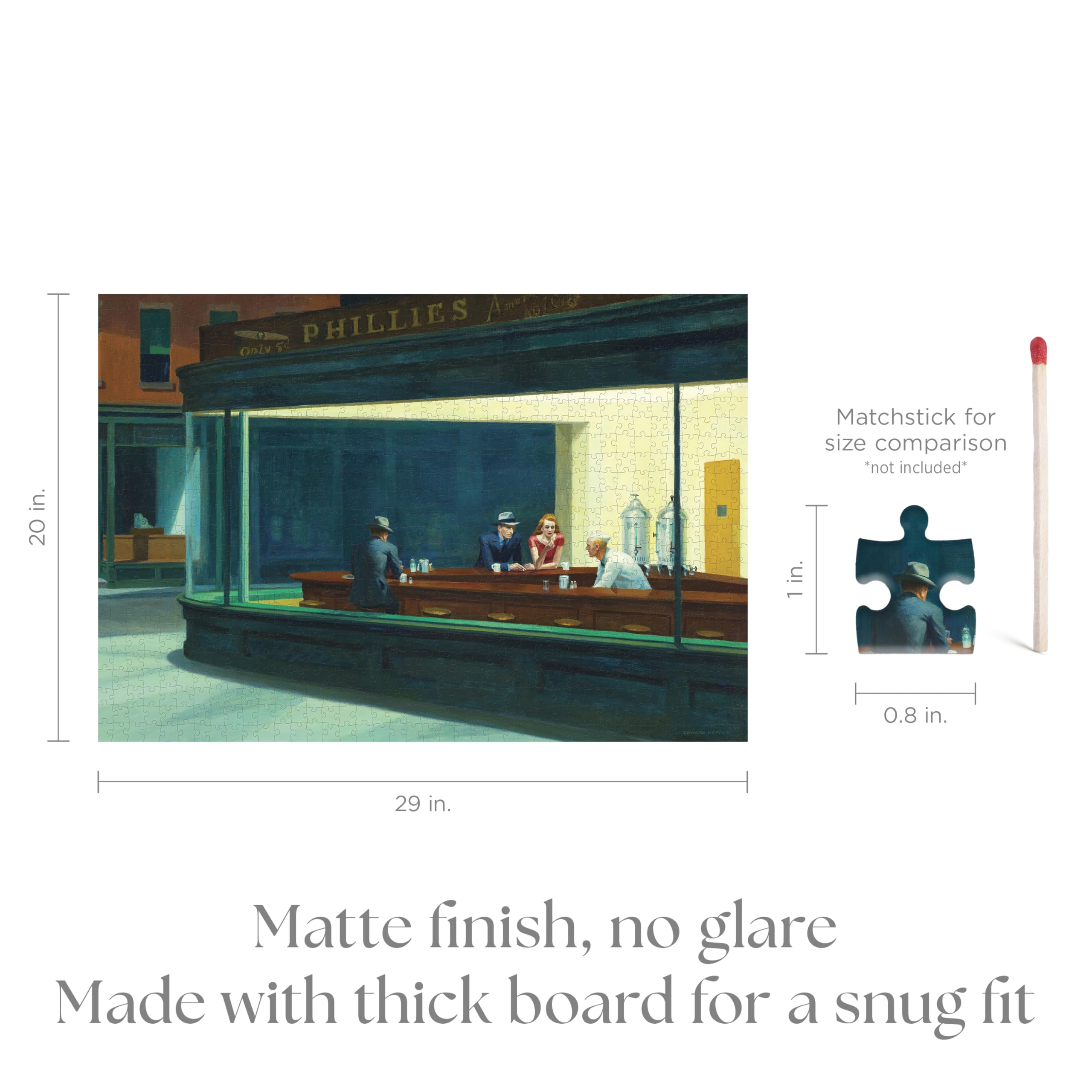 Pomegranate 1000-Piece Jigsaw Puzzle for Adults, Edward Hopper's Nighthawks, Matte Finish, Snug Fit
