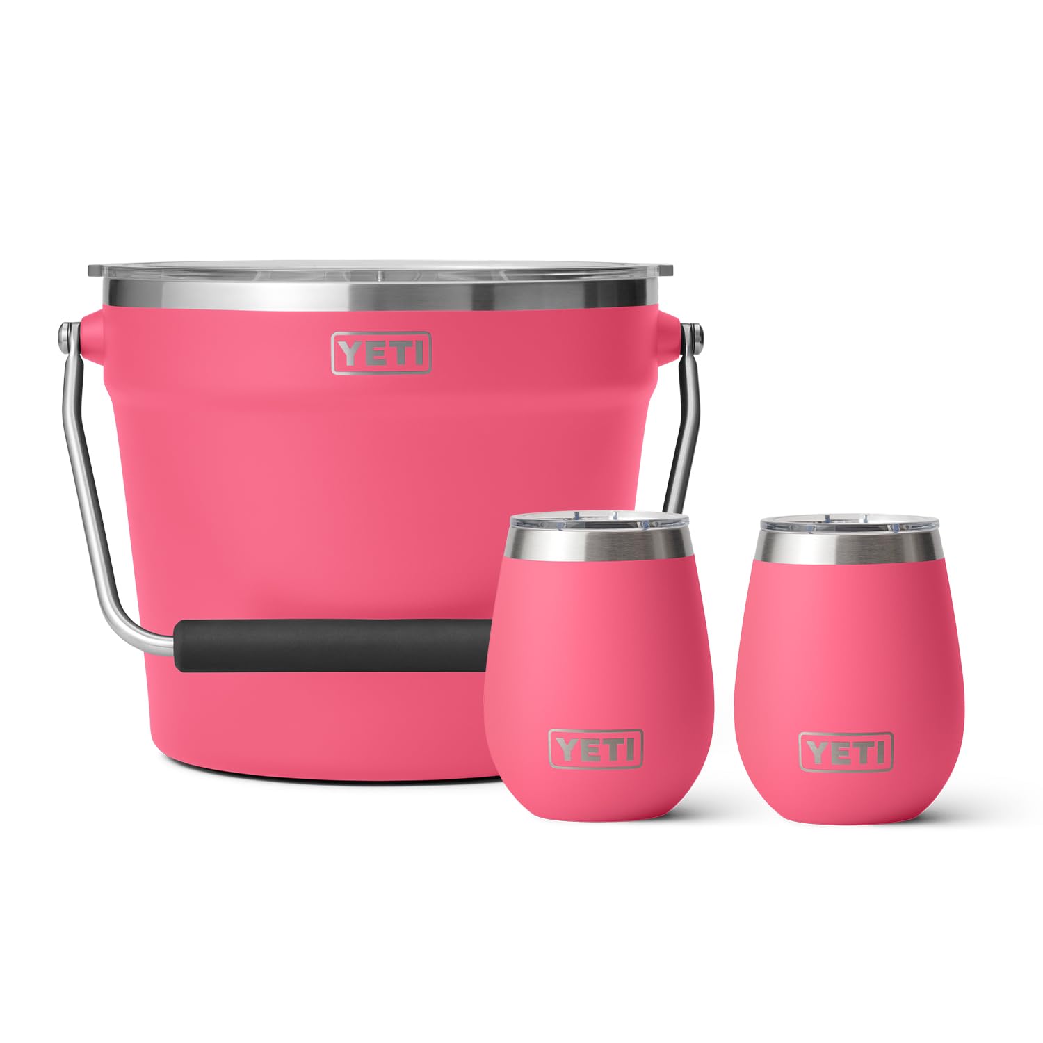 YETI Wine Set, (2) Wine Tumblers, and (1) Beverage Bucket, Tropical Pink