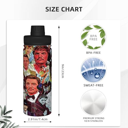 Eevikion Pedro Actor Pascal Stainless Steel Insulated Tumbler Sports Water Bottle Hot and Cold Travel Cup 18oz