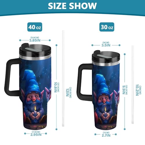 FRCSDIY Cute Gnome Insulated Tumbler with Handle and Straw Lid,30oz Leakproof Stainless Steel Cup BPA-Free Water Bottle