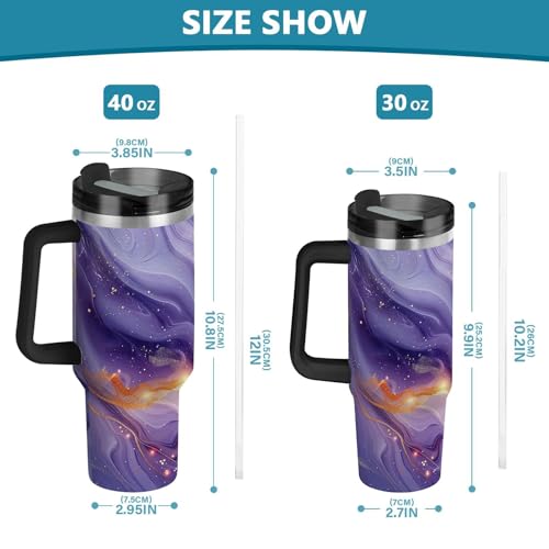 FRCSDIY Marble Insulated Tumbler with Handle and Straw Lid,30oz Leakproof Stainless Steel Cup BPA-Free Water Bottle