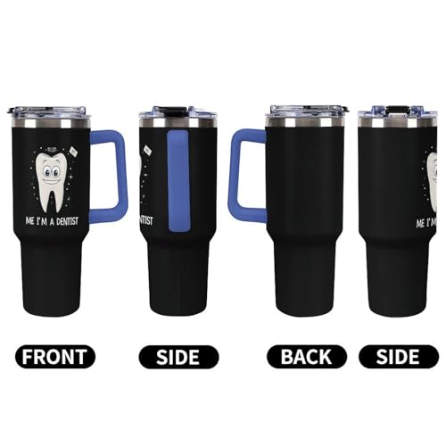 Trust Me I'm A Dentist Insulated Tumbler with Lid And Straw Stainless Steel Travel Coffee Mug 40oz Deep Blue-style