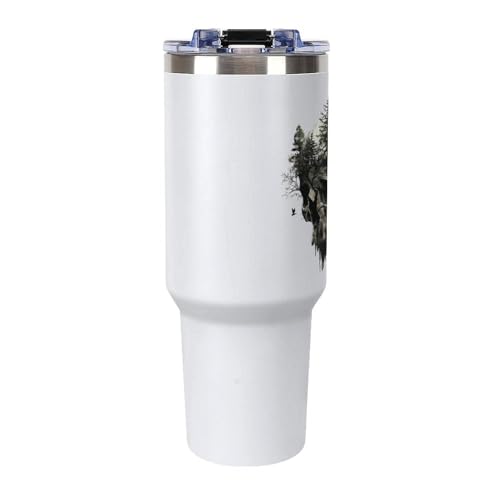 Funny Gothic Skull Insulated Tumbler with Lid And Straw Stainless Steel Travel Coffee Mug 40oz Deep Blue-style