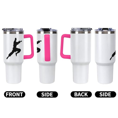 Karate Fighter Insulated Tumbler with Lid And Straw Stainless Steel Travel Coffee Mug 40oz Light Rose Red-style
