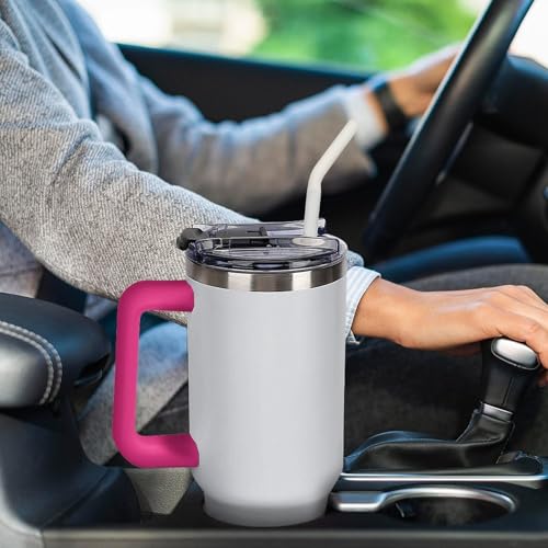 Karate Fighter Insulated Tumbler with Lid And Straw Stainless Steel Travel Coffee Mug 40oz Light Rose Red-style