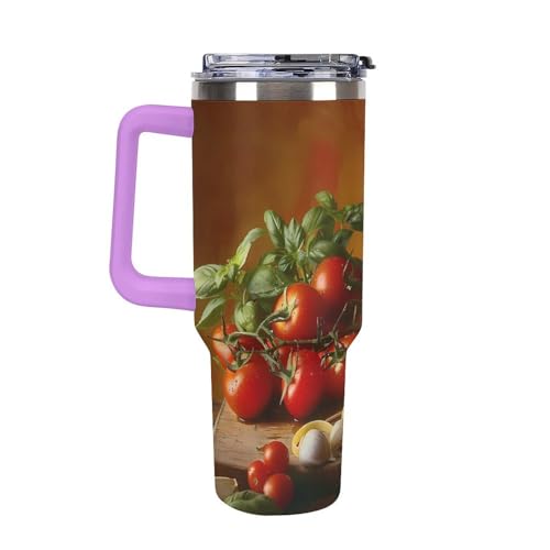Pasta Ingredients Insulated Tumbler with Lid And Straw Stainless Steel Travel Coffee Mug 40oz Violet-style