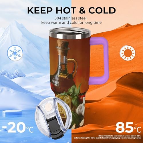 Pasta Ingredients Insulated Tumbler with Lid And Straw Stainless Steel Travel Coffee Mug 40oz Violet-style