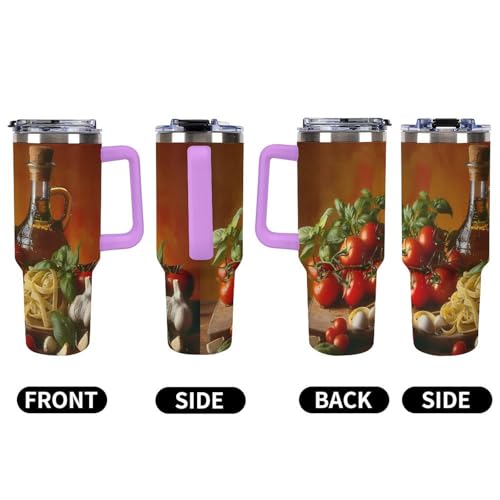 Pasta Ingredients Insulated Tumbler with Lid And Straw Stainless Steel Travel Coffee Mug 40oz Violet-style