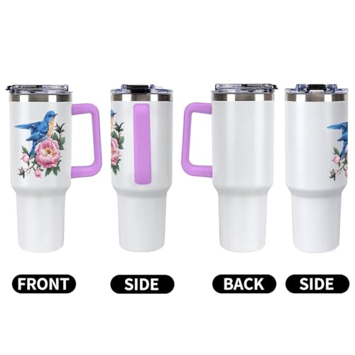 Eastern Bluebird Insulated Tumbler with Lid And Straw Stainless Steel Travel Coffee Mug 40oz Violet-style