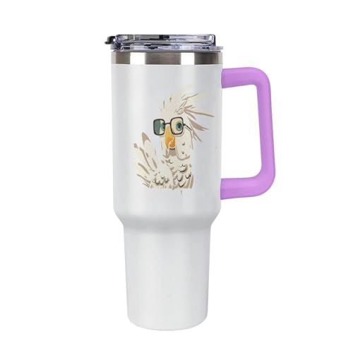 Funny Cockatoo Mom Parrot Insulated Tumbler with Lid And Straw Stainless Steel Travel Coffee Mug 40oz Violet-style