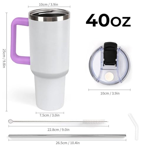 Cute Pizza Insulated Tumbler with Lid And Straw Stainless Steel Travel Coffee Mug 40oz Violet-style